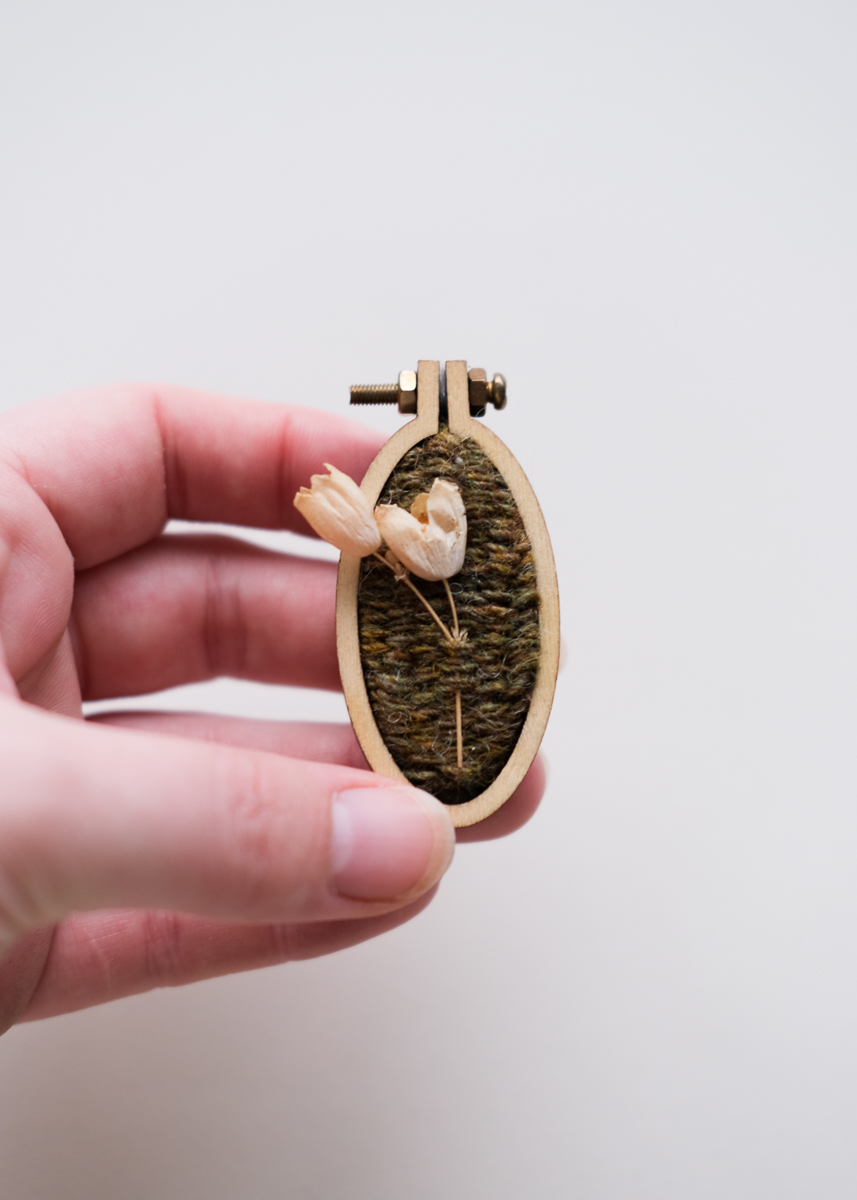 Miniature Artwork Weaving - Maidens Tears & Vintage Wool - FynBoschDesign